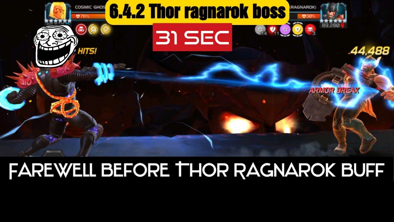 CGR vs Thor Ragnarok 6.4.2 | 31 sec | #mcoc #marvel #contest #cgr - YouTube
