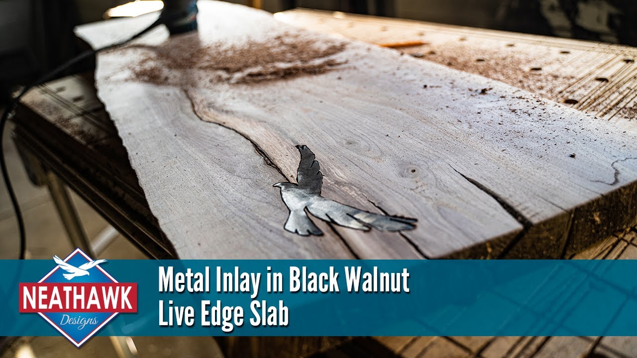 Live Edge Table with Metal Inlay - YouTube