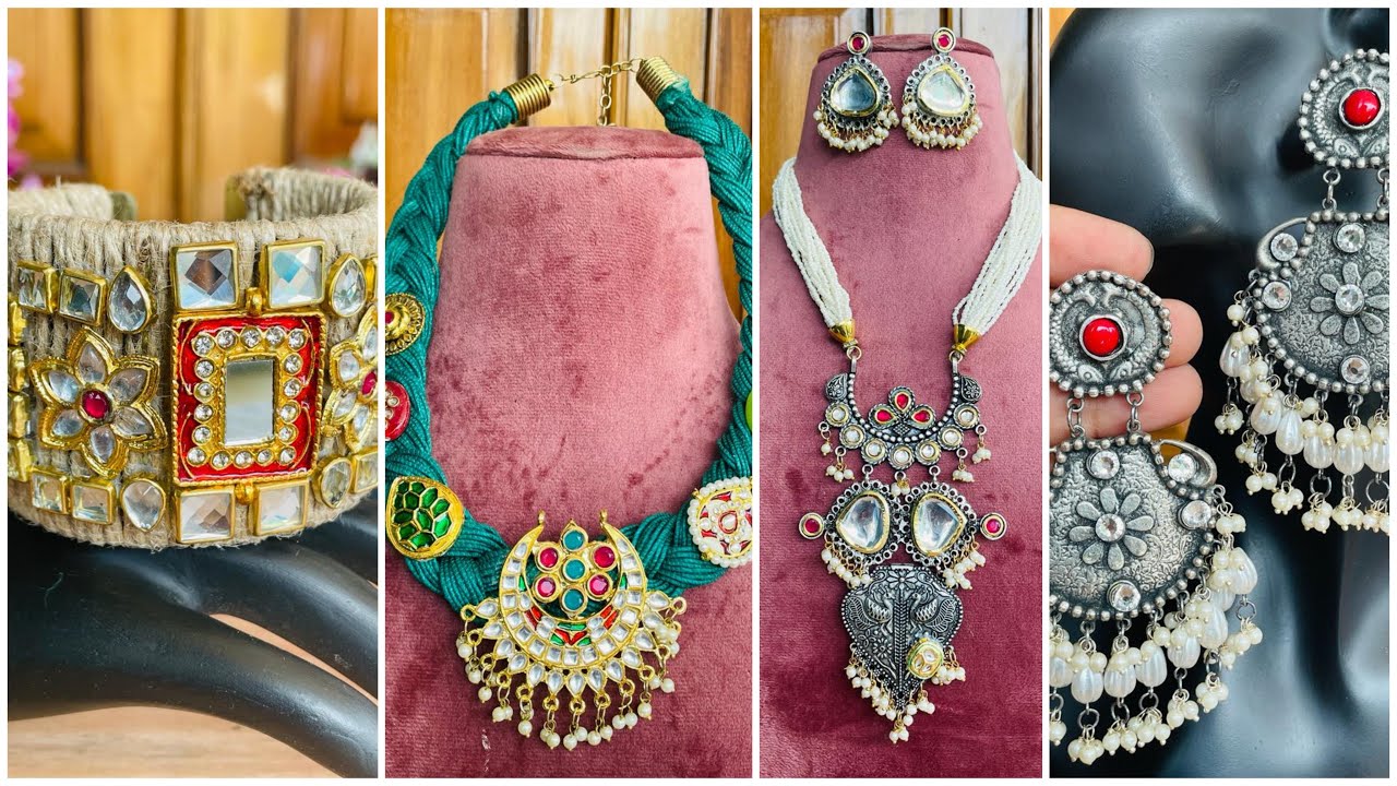 Black Polish Jute Jewellery Wholesale | Kundan Black Polish Jewellery ...