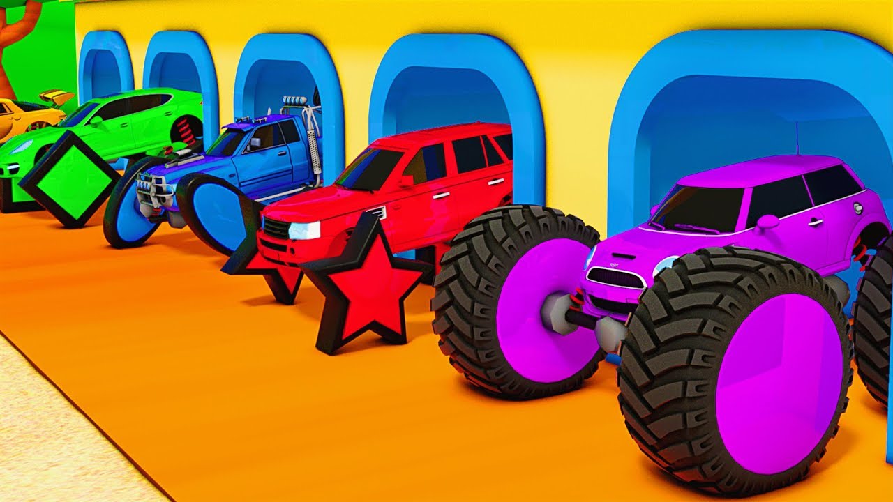 Learn Shapes With Car Toys And Crazy Magic Slide! Color Learning Games ...