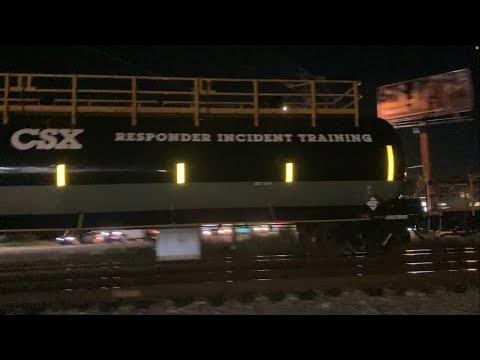 CSX 3000 Leads Long CSX M409 SB Manifest Train With Responder Incident Training Cars Florence SC ...