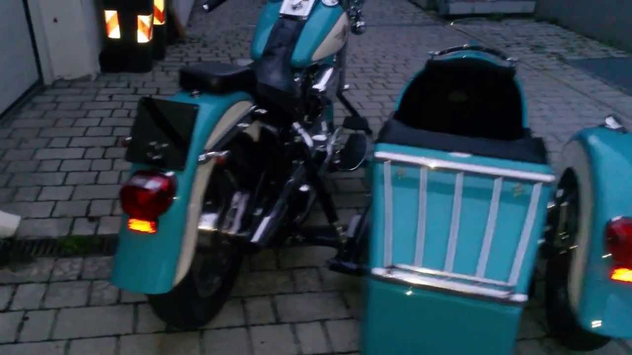 Harley Davidson Fat-Boy 1992 + Sidecar V-Triebwerk - YouTube
