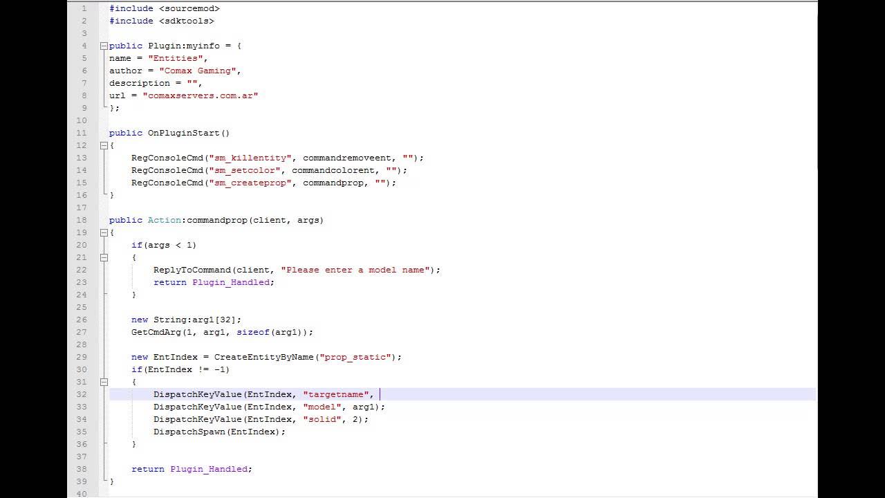 SourceMod Coding Tutorial - 15 - Entities! Creating Entities and Getting some properties)! Part ...
