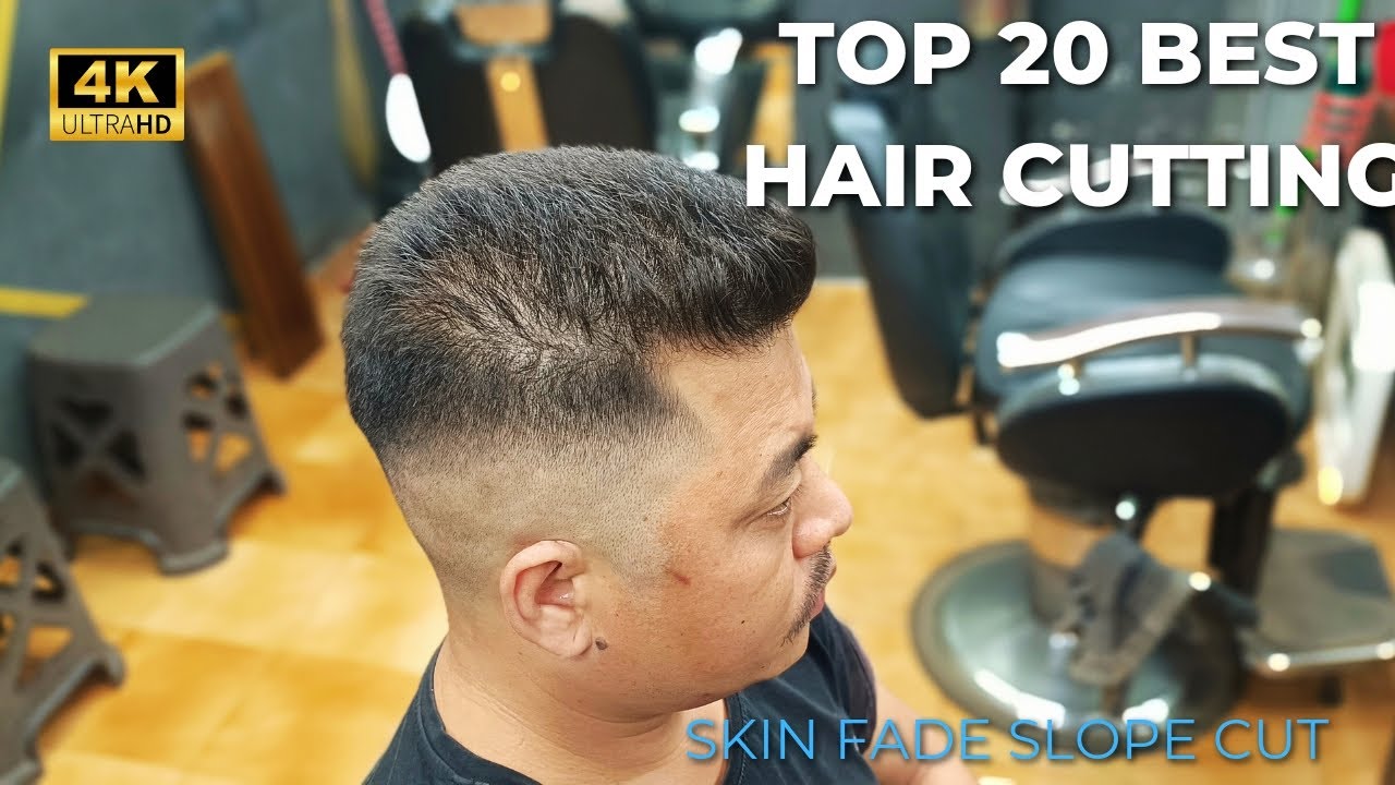 top 20 best hair cutting skin fade slope cut - YouTube