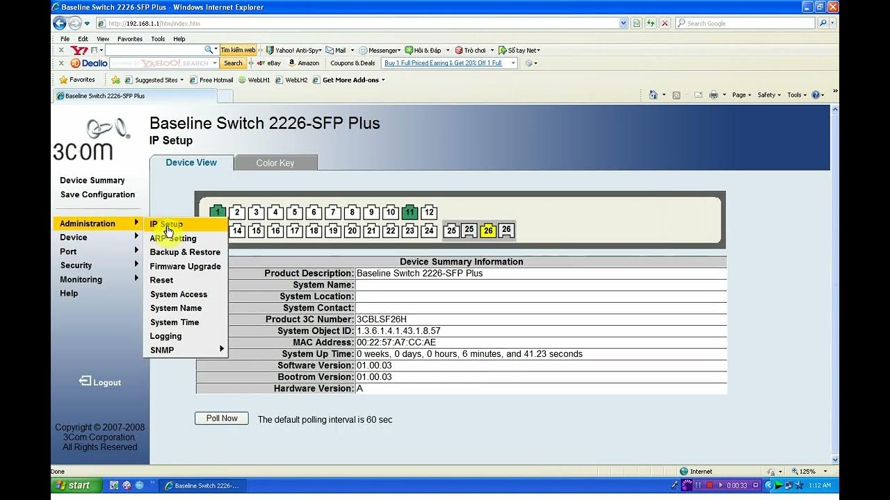 Config Remote switch 3COM 2226 SFP Plus - YouTube