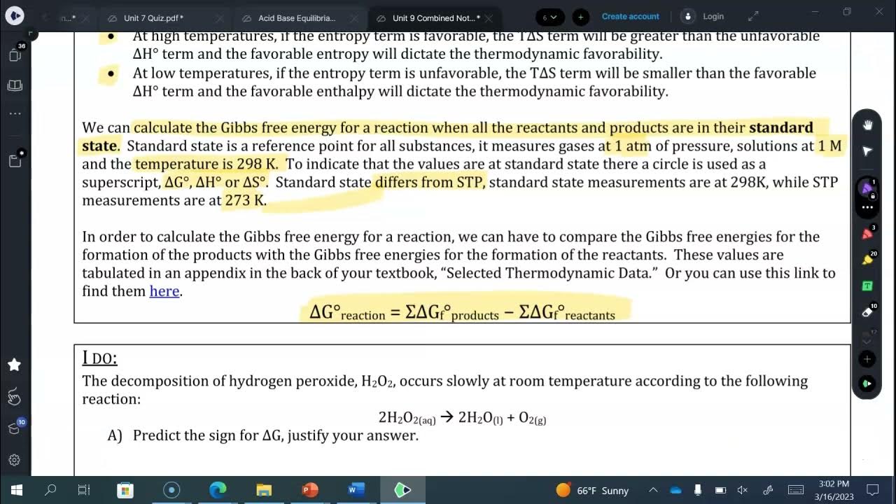 9.3 Gibbs Free Energy and Thermodynamic Favorability - YouTube
