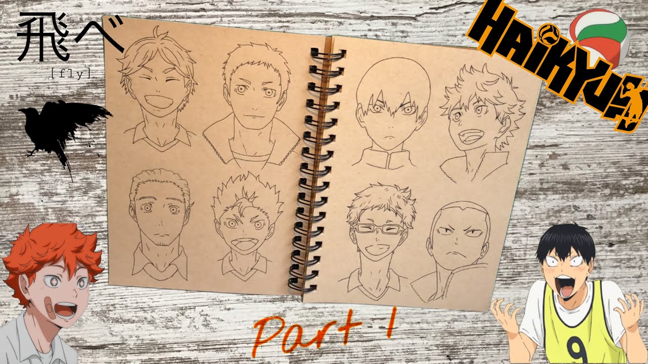 Drawing the Karasuno Volleyball Team ~ Part 1 Haikyuu - YouTube