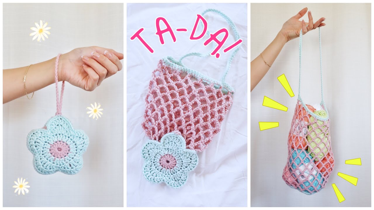FOLDING CROCHET BAG PATTERN 💖 EASY CROCHET BAG TUTORIAL | CROCHET MESH ...