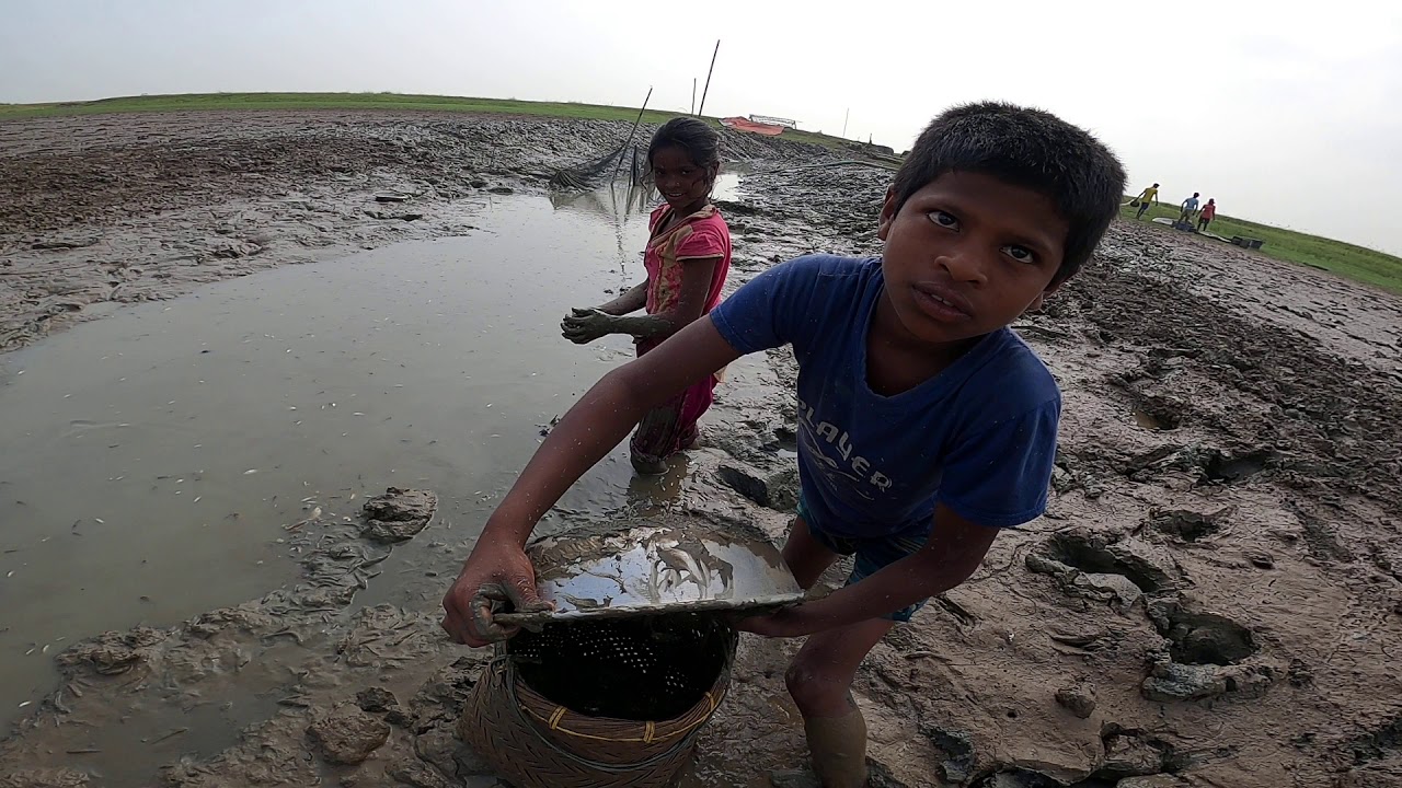 Mud Fishing With Asian Kids! Your Never Seen - YouTube