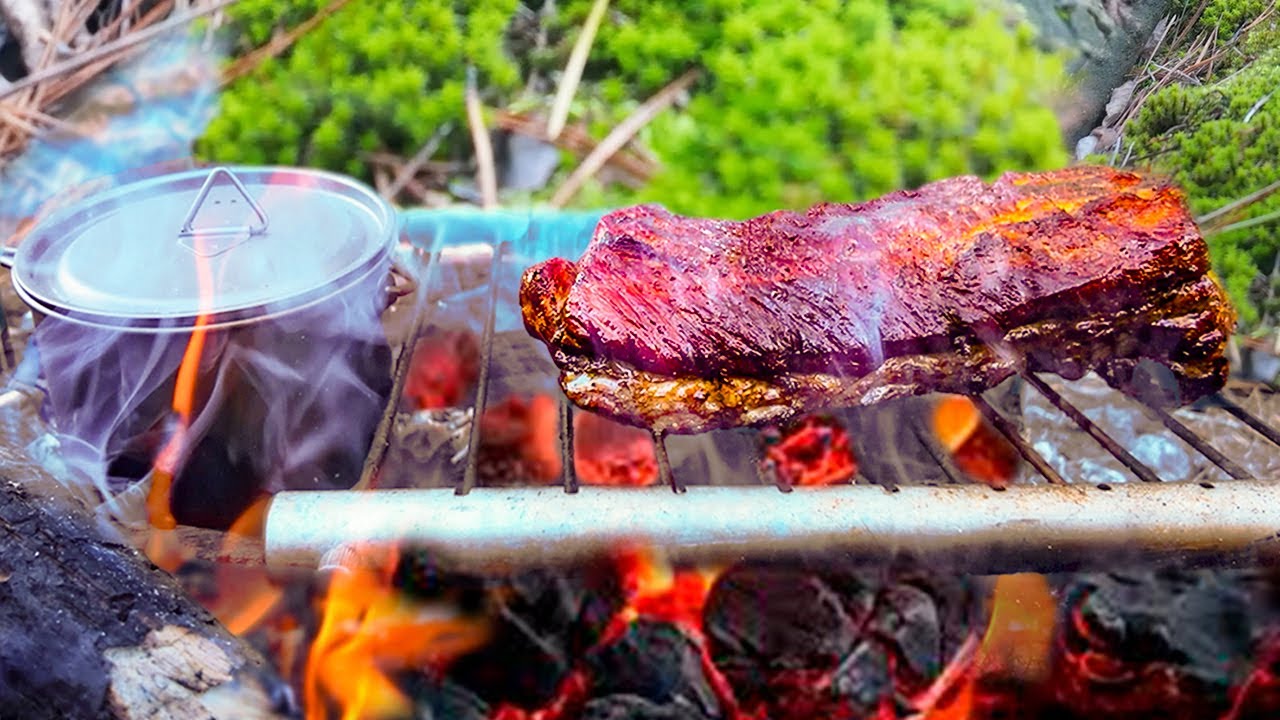 Bushcraft with My Girlfriend: Cooking Meat Over Fire | ASMR 4K - YouTube