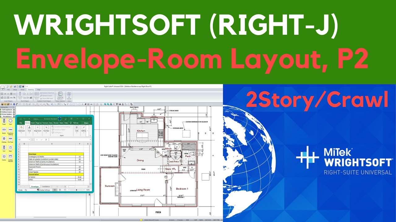 Wrightsoft (Part 2): 2 Story /Crawl - Envelope and Room Layout - YouTube