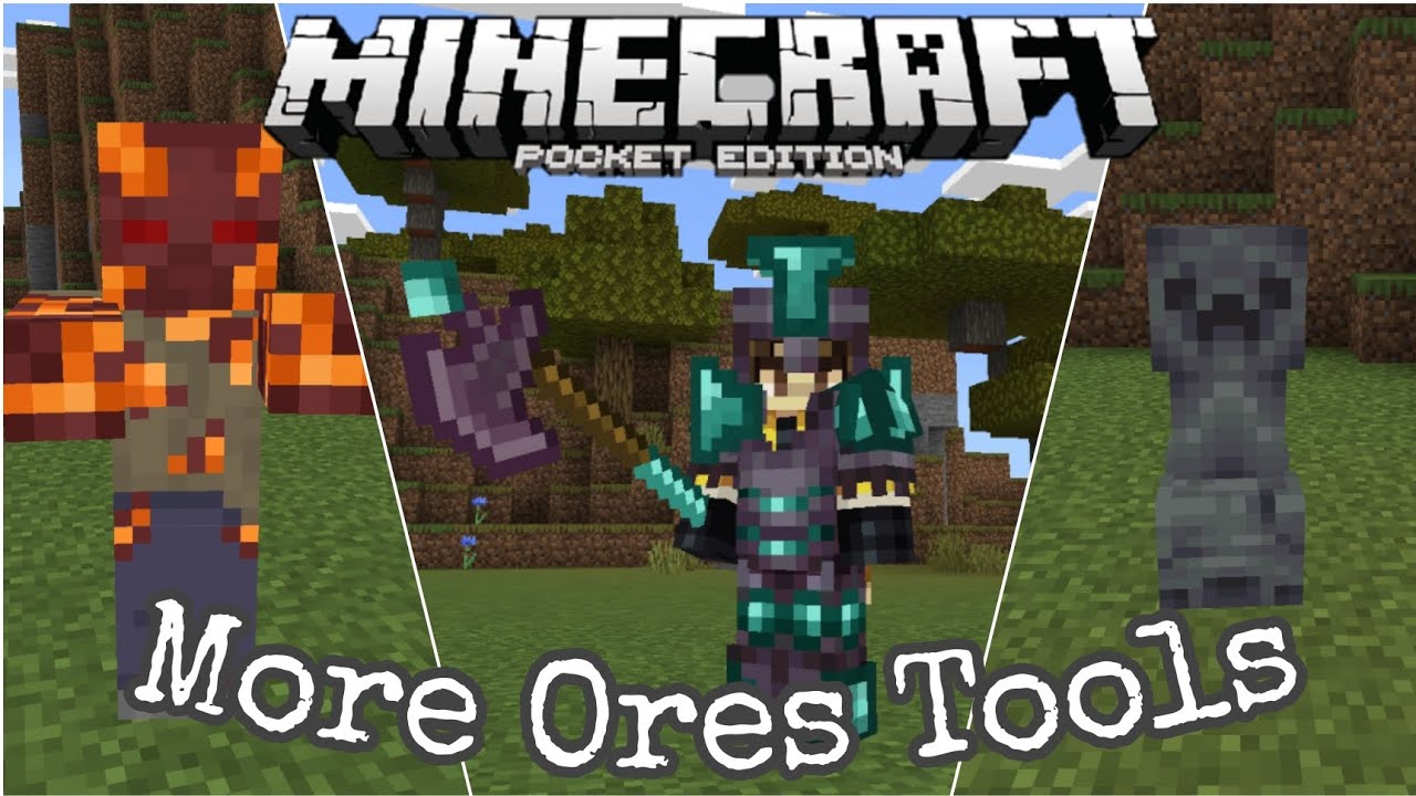 รีวิว Add-on เพิ่มอาวุธ แร่ More Ores Tools [Minecraft Pe 1.19] - YouTube