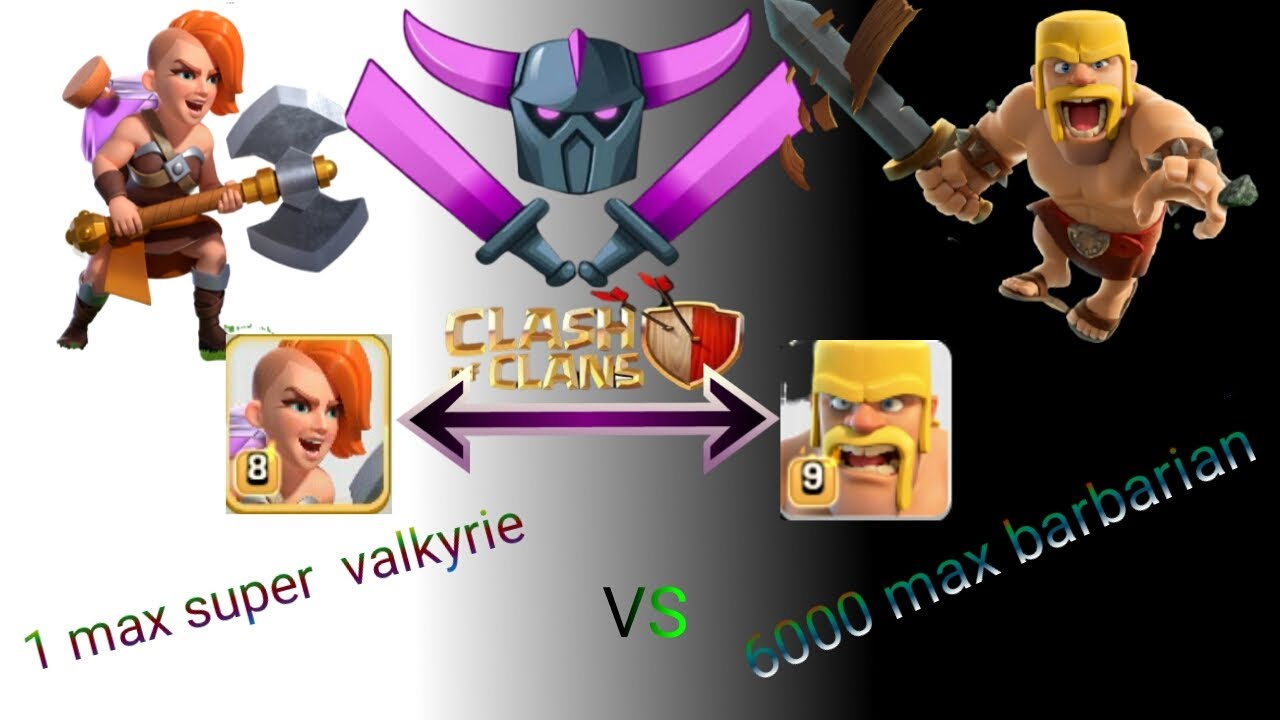 1 super Valkyrie vs 6000 max barbarian....😱😱,,,,, #coc,#valk vs ...