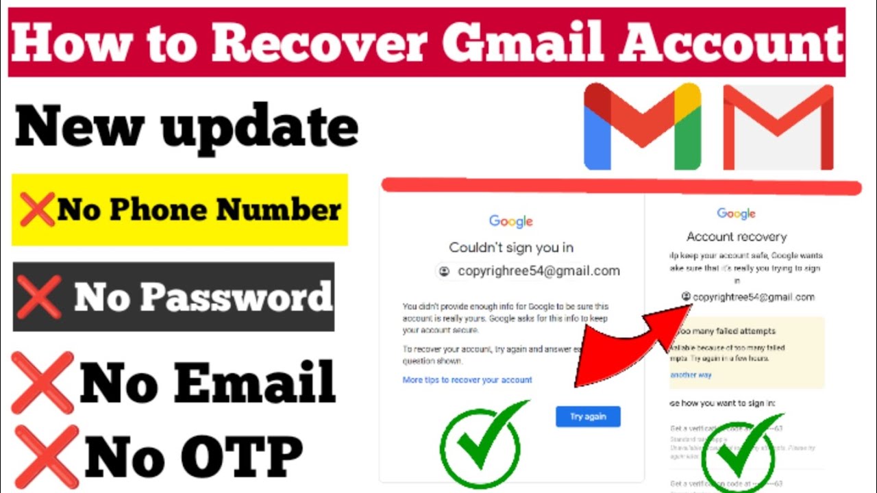 how to recover gmail account without email or phone number. recover ...