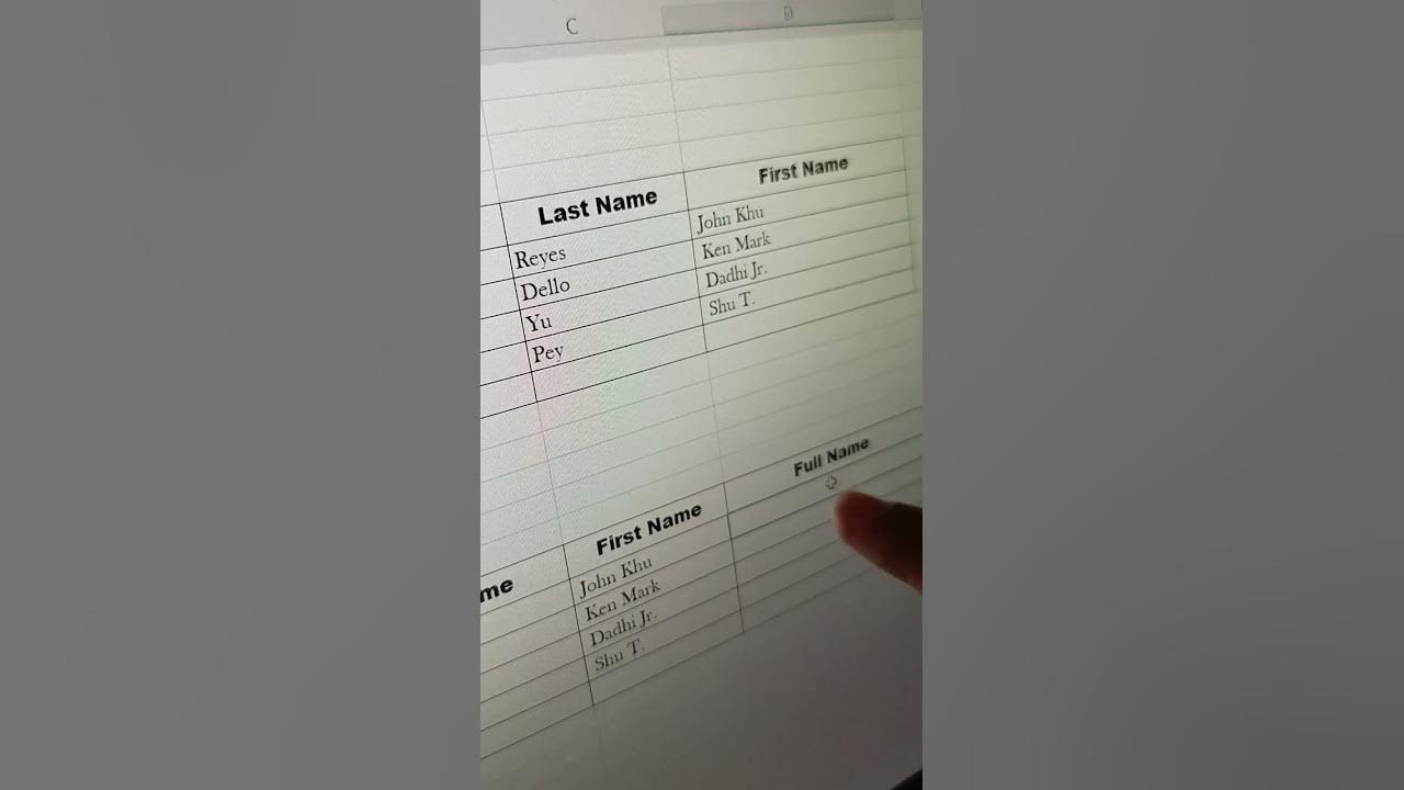 Combine First and Last Name together into one cell using Excel Using Concatenate Function. - YouTube
