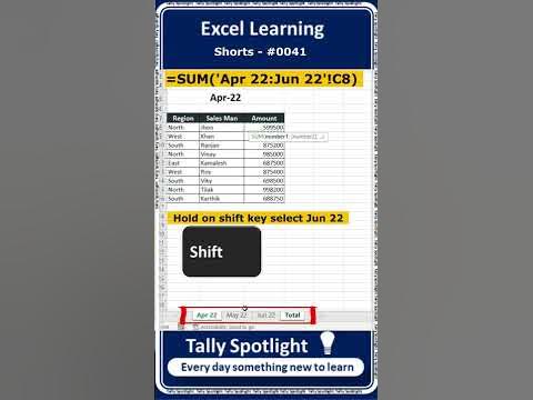 How to AutoSum for Multiple Sheet in Excel - 41| Excel Learning for Beginners #Shorts - YouTube