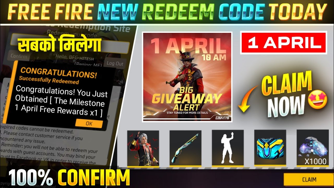 Free Fire Giveaway Bundle Redeem Code | Free Fire Redeem Code | New ...