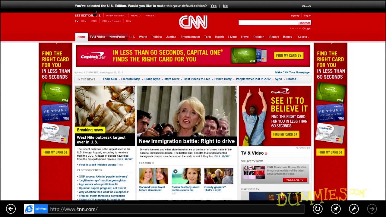 How to Use Internet Explorer with Windows 8 For Dummies - YouTube