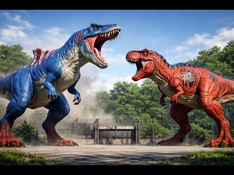 Spider-Man T-Rex vs Captain Spinosaurus & Shark Monster, Hulk Dino ...