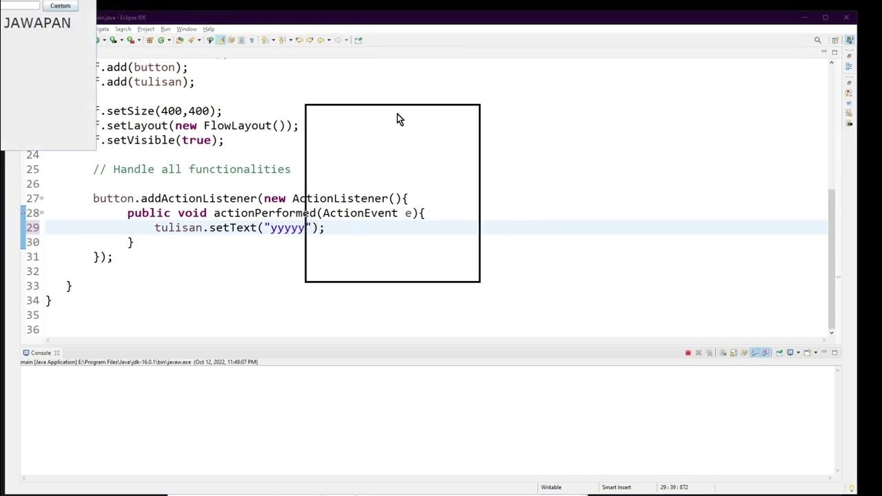 Java Tutorial - How to create GUI - Malay/Bahasa Melayu Part 2 - YouTube