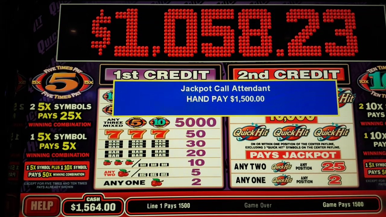 Hand pay on a quick hit slot machine - YouTube