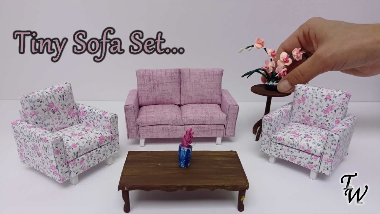 DIY Miniature Sofa Set Dollhouse | Kendin Yap Minyatür Koltuk Takımı Ev ...