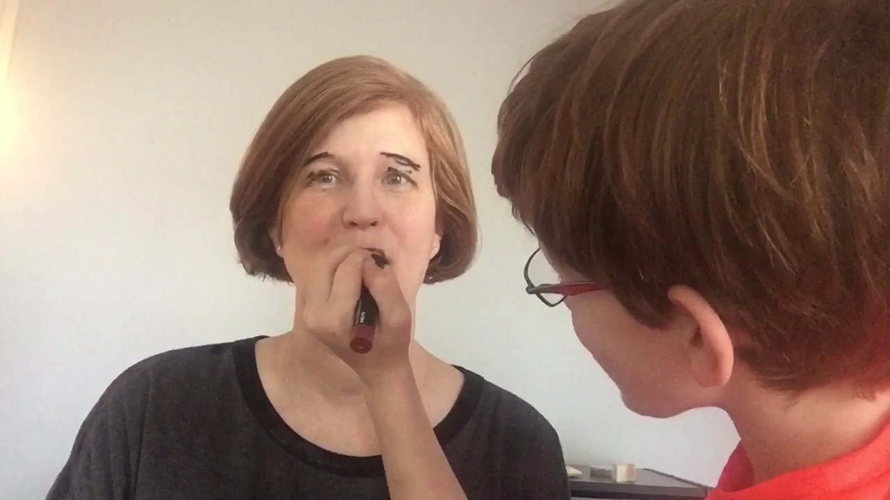 Son does my makeup challenge - YouTube