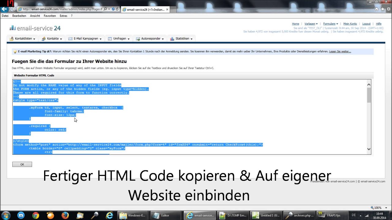 Email-Service24.com | Tutorial Anmeldeformular in Website Einbinden - YouTube