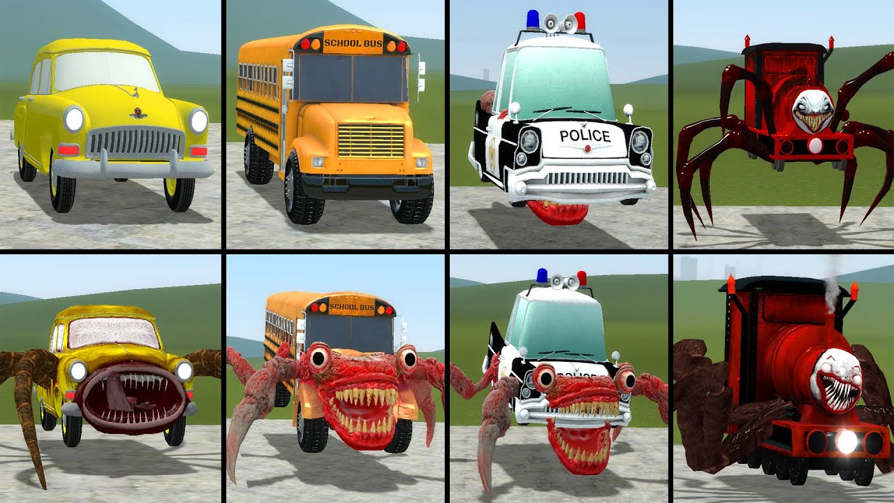 OLD AND NEW UPDATE: CAR EATER, SCHOOL BUS EATER, POLICE CAR EATER, CHOO ...
