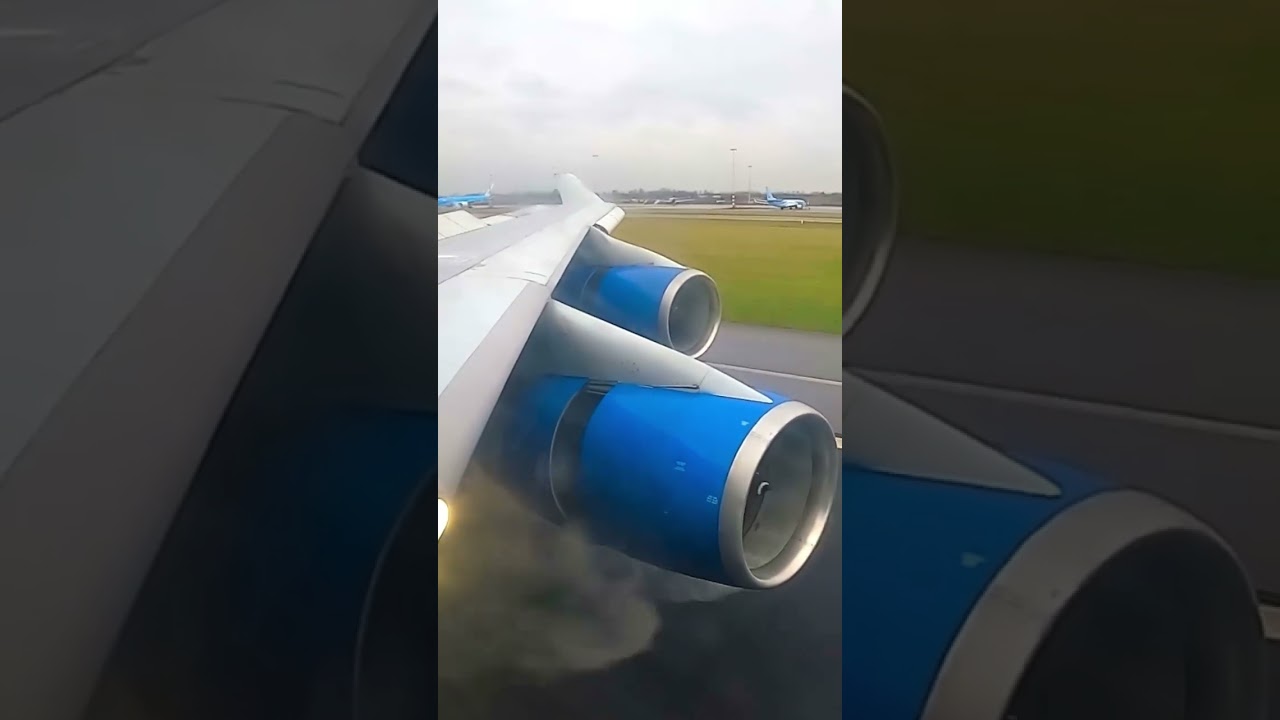 Awesome 747 wing on wet runway - YouTube
