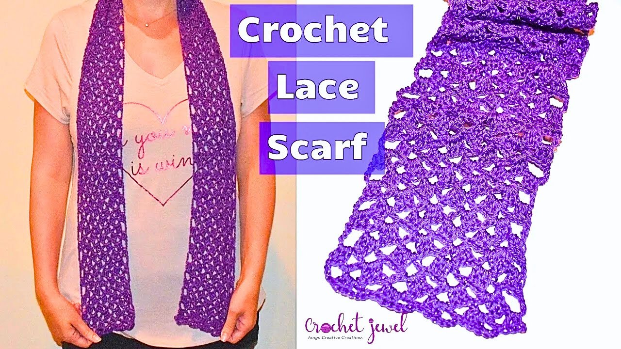 How To Crochet Lacy Scarf Tutorial For Beginners | Crochet Lacy Scarf ...
