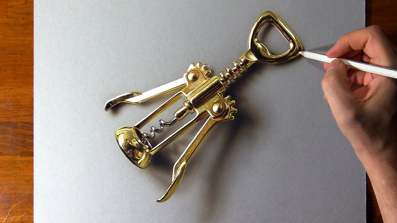 Drawing a gold corkscrew - YouTube