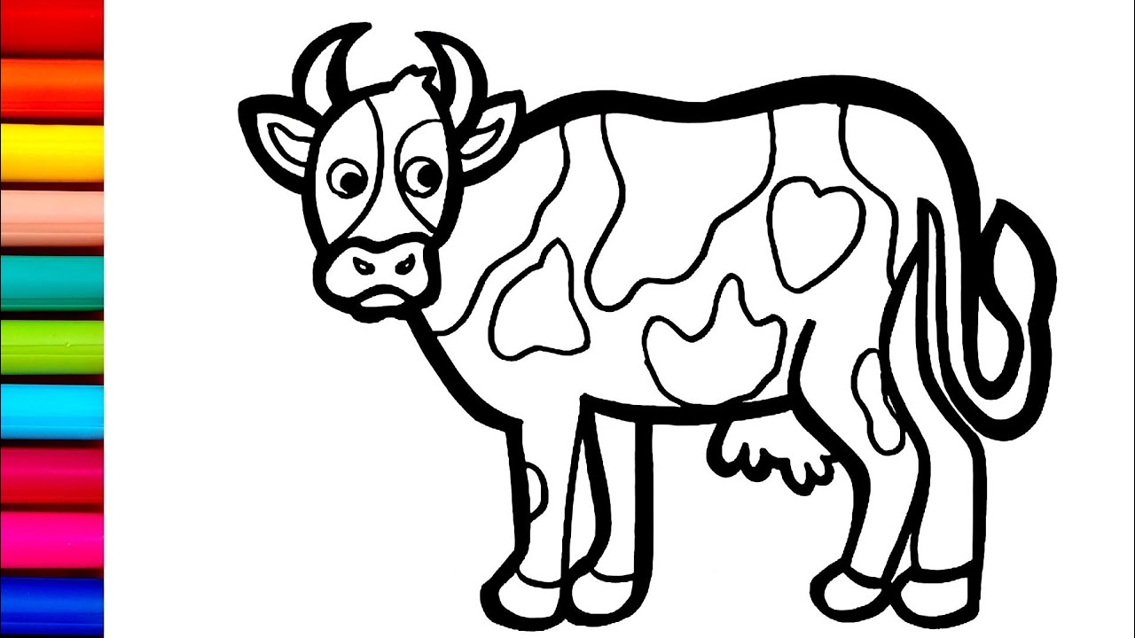 Cow Drawing, Colouring and Painting for kids & Toddlers | How to Draw ...