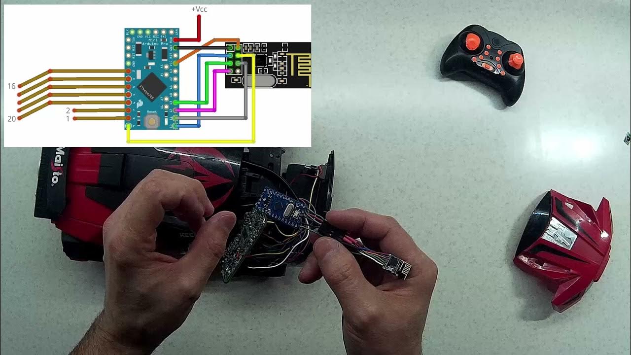27Mhz RC car conversion to 2.4GHz Arduino 168p + NRF24 - YouTube