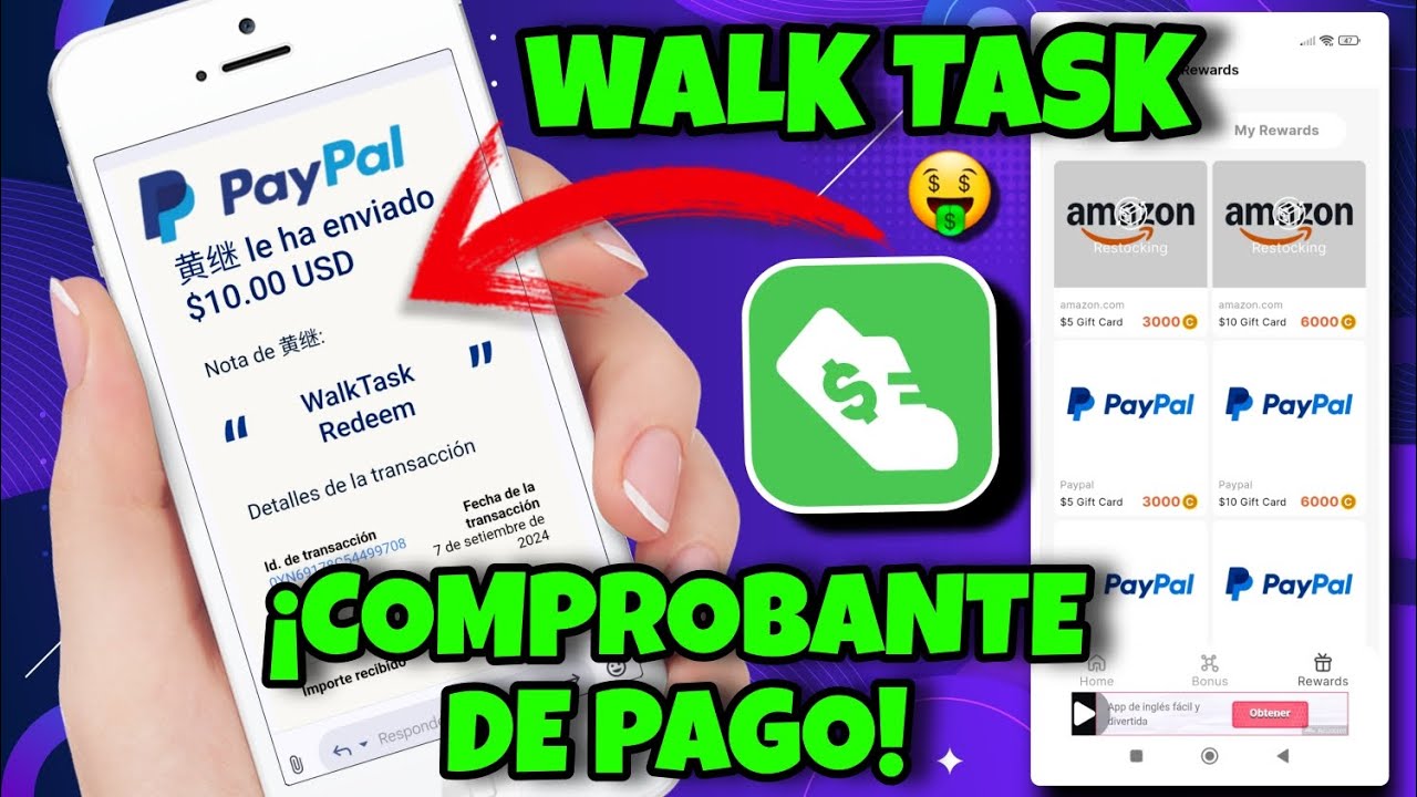 WALK TASK! (PRUEBA DE PAGO) APP PARA GANAR DINERO EN PAYPAL 2024 | APP ...