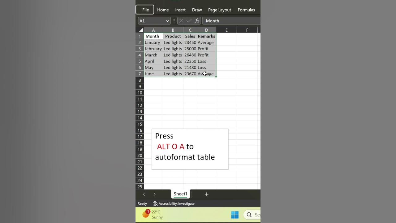 Auto Format Table #shorts #dataanalysis #dataanalytics #excel #tipsandtricks - YouTube