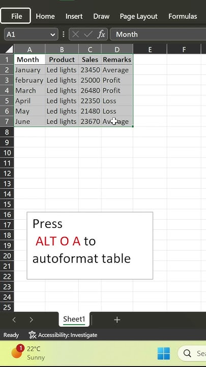 Auto Format Table #shorts #dataanalysis #dataanalytics #excel #tipsandtricks - YouTube