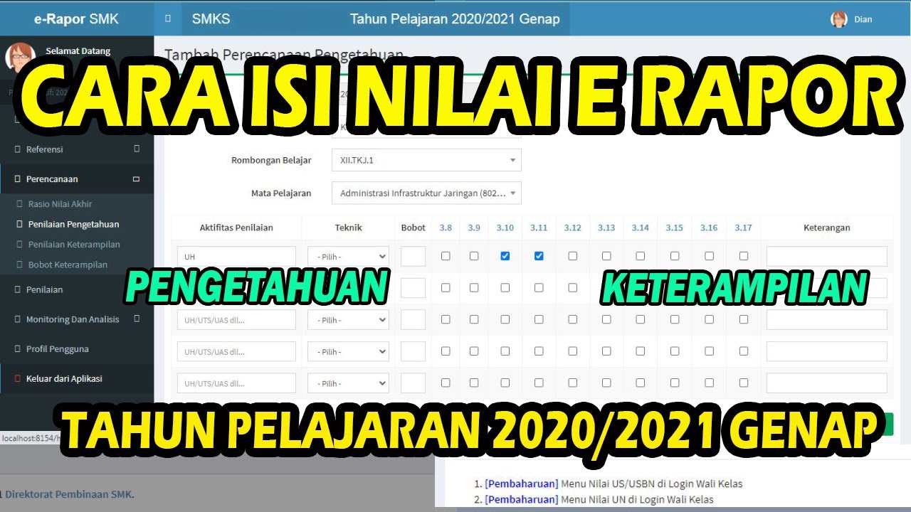 Cara Mengisi Nilai E Rapor Smk 2021 - Versi 5.1.2 - YouTube