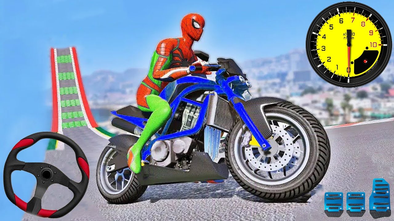 Super Hero Bike Mega Ramp Stunts Simulator 3D - Extreme Motocross Dirt ...