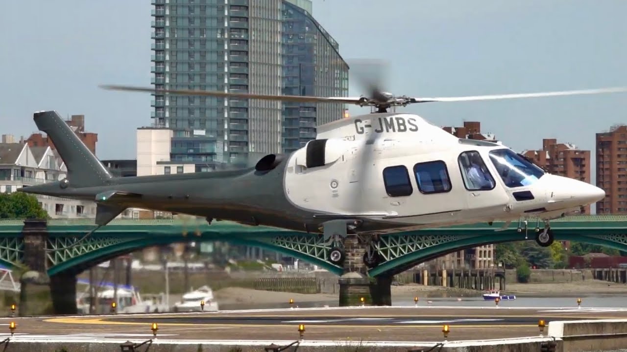 AgustaWestland AW109S Grand | G-JMBS | Landing and Takeoff at London ...