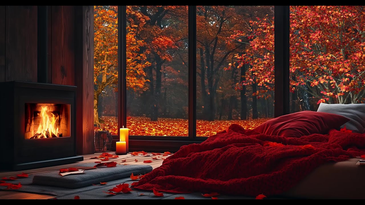 Cozy Autumn Morning Ambience with Soothing Nature Sounds, Falling ...