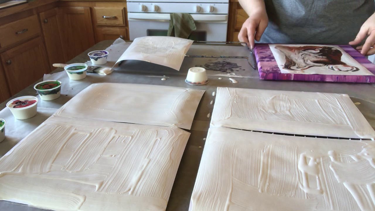acrylic pours on paper - YouTube