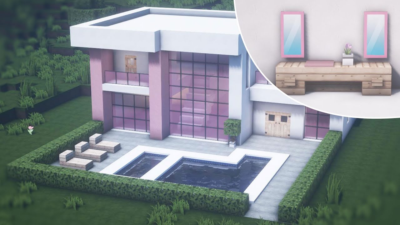 Minecraft : Large Modern House Interior Tutorial - YouTube