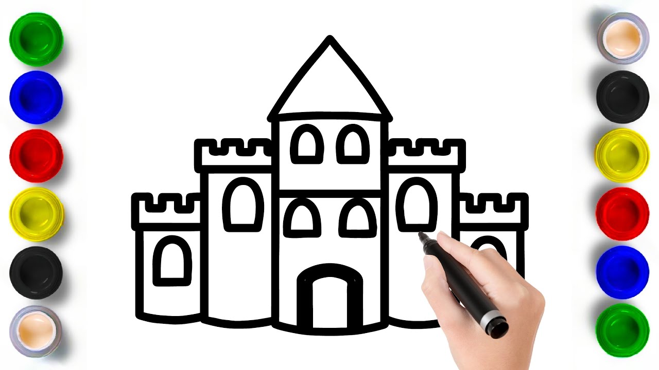 Castle Painting & Coloring Page Marker Pen For Kids & Toddlers _ Child ...