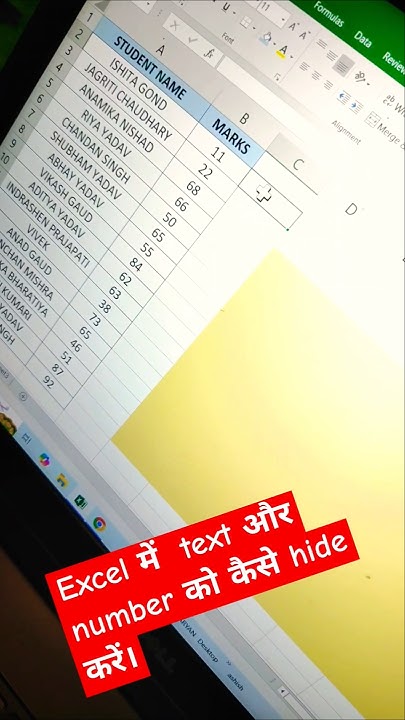 Excel में text और number को कैसे hide करें। #shortsfeed #excel #excel #exceltricks #shorts # ...