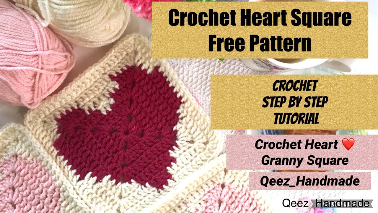 How to Crochet Solid Heart ️Square/Heart crochet design/crochet heart ...