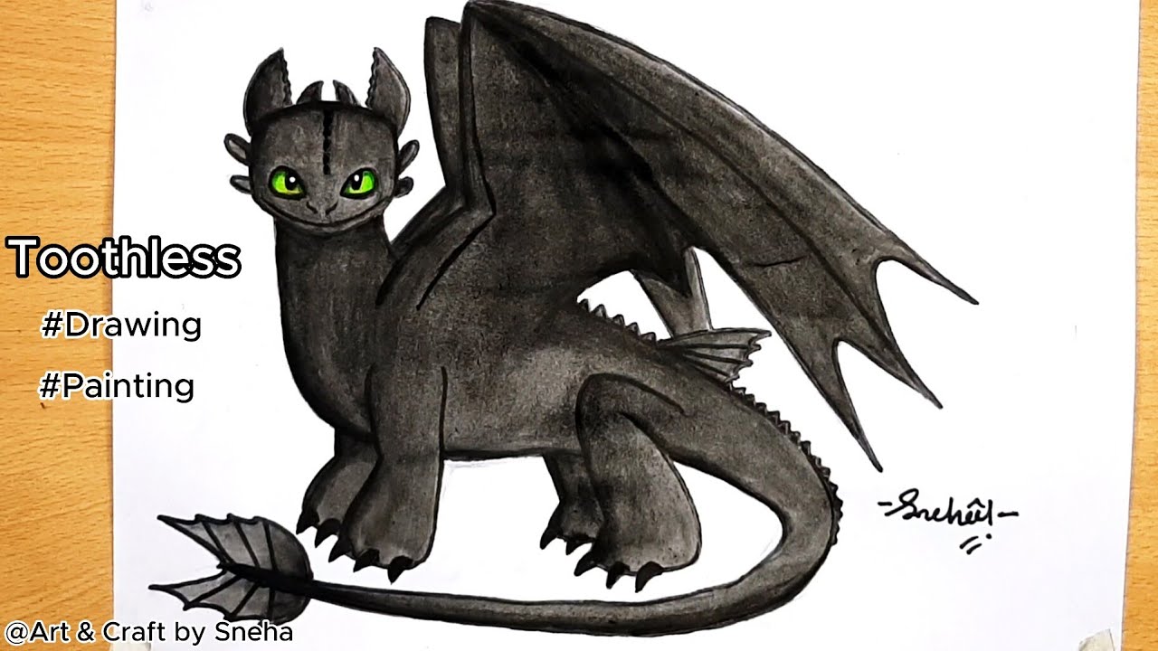 Toothless ll How to draw and paint Toothless - YouTube
