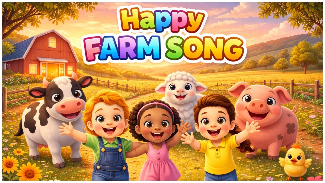 Happy farm song 🌞🎵| Song for kids🐔 🌈 - YouTube
