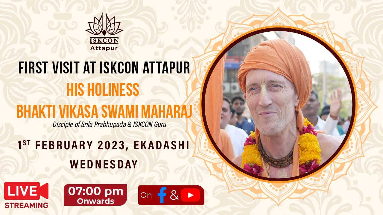 His Holiness Bhakti Vikasa Swami Maharaj First Visit to ISKCON Attapur ...
