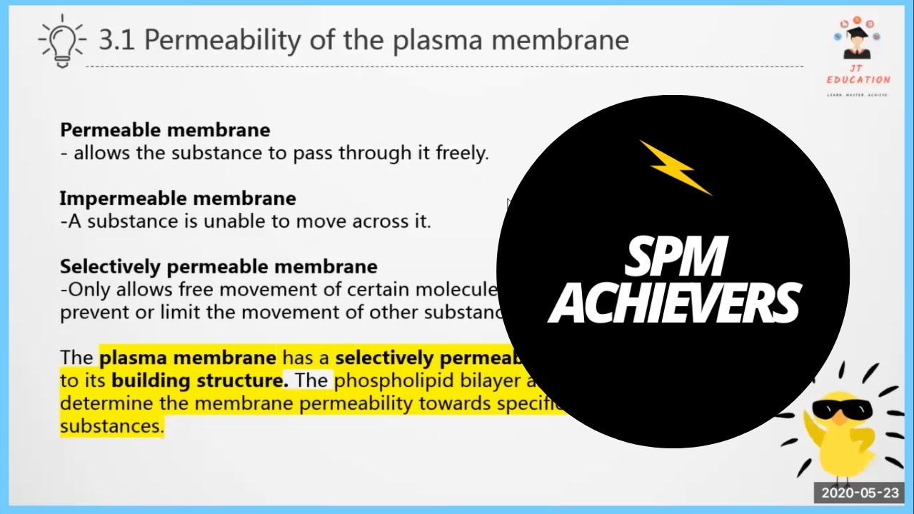 Form 4 Biology KSSM Chapter 3 : Permeability of the Plasma Membrane ...
